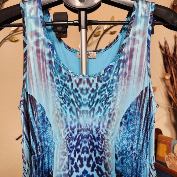 ONE WORLD | Dresses | One World Live Let Live Sz Large Blue Maxi Dress ...